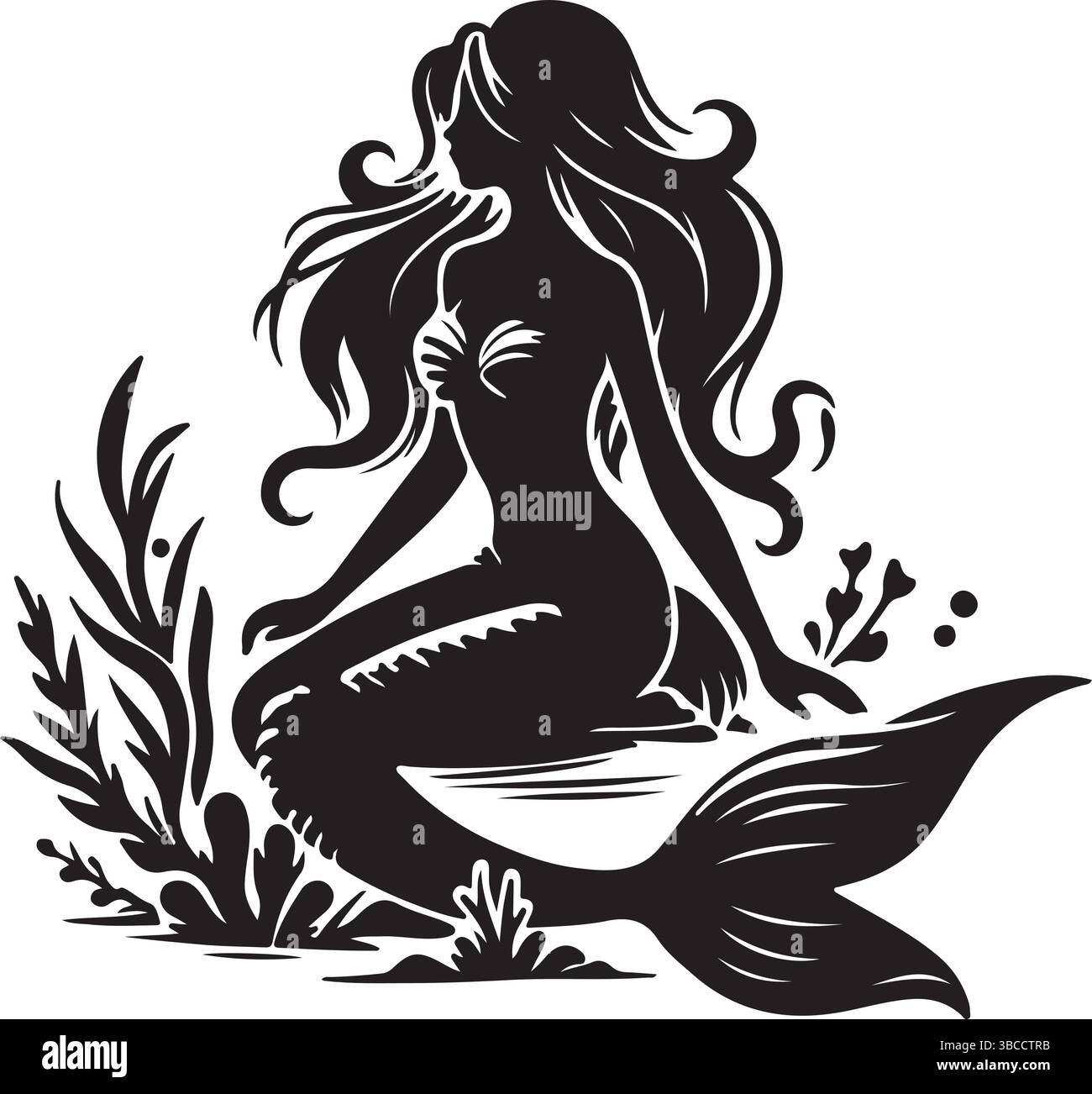 Mermaid with flowing hair hi-res stock photography and images - Alamy