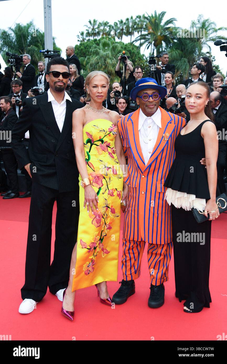 Cannes, France. 19th May, 2025. Satchel Lee, Tonya Lewis Lee, Spike Lee ...