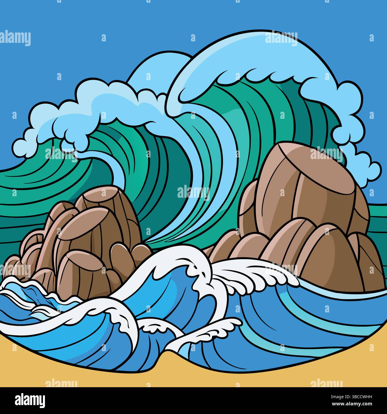 Crashing on beach Stock Vector Images - Alamy