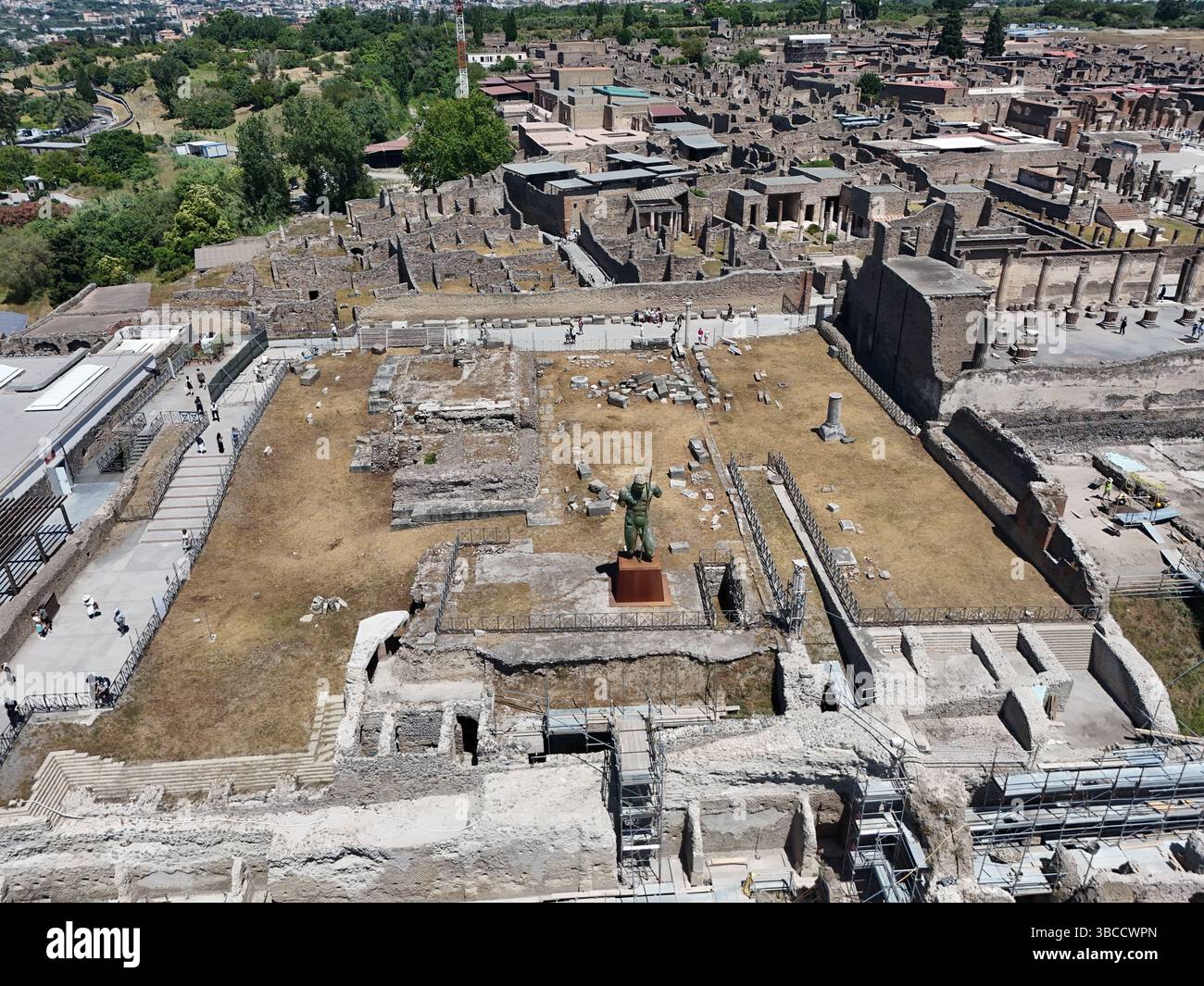 aerial view of Historic streets of Ancient roman city of Pompeii Italy ...