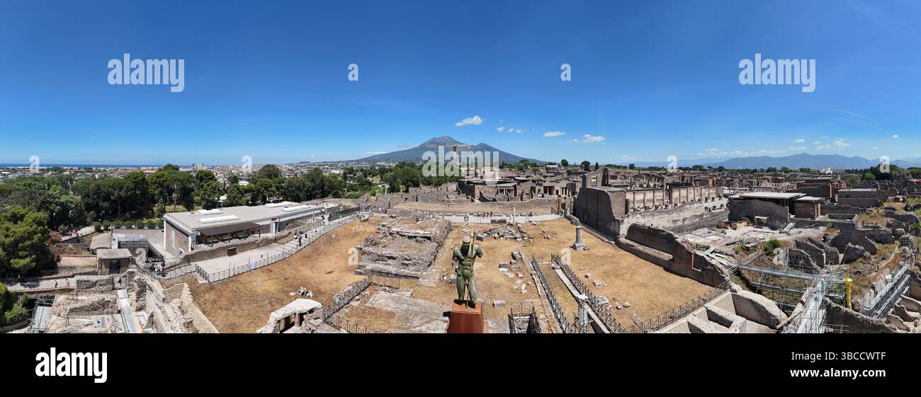 panoramic aerial view of Ancient roman city of Pompeii Italy Bronze ...