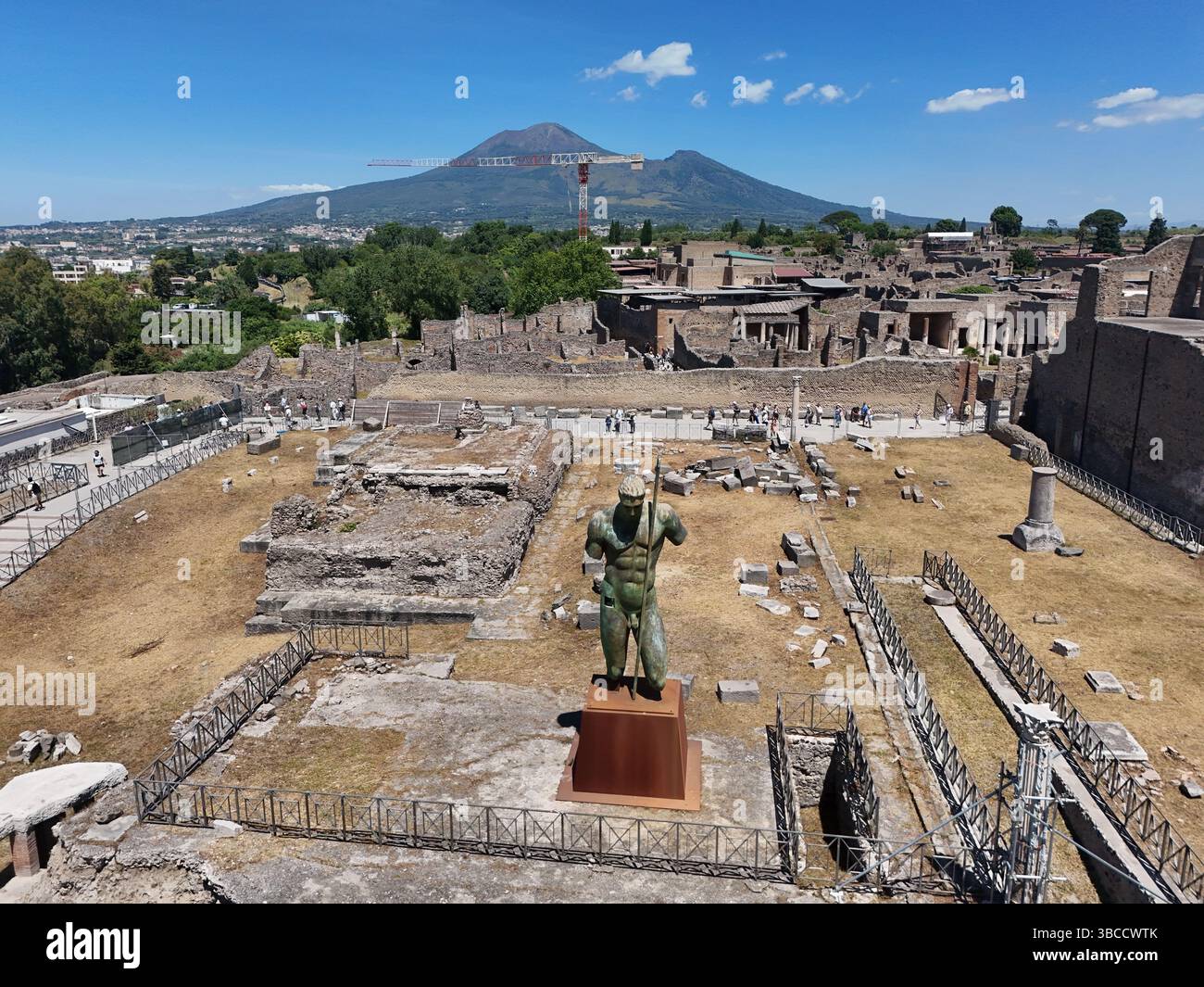 aerial view of Historic streets of Ancient roman city of Pompeii Italy ...