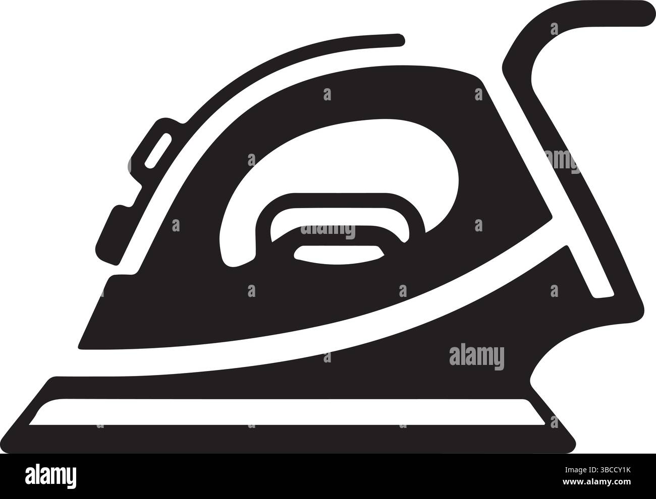 Steam Iron Appliance Icon Vector Illustration Black and White Symbol ...