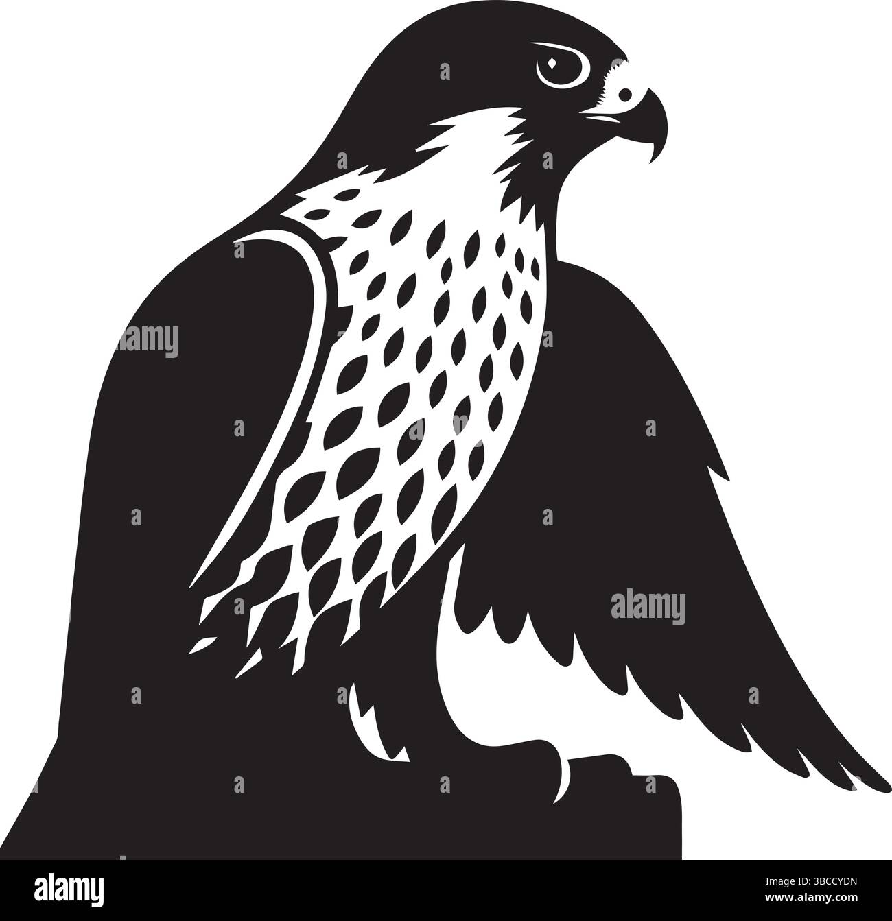 Black and White Falcon Silhouette Vector Art - Majestic Bird of Prey ...