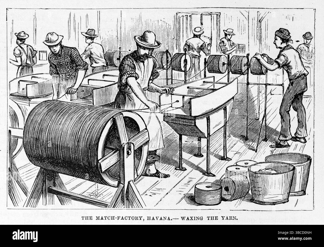 The match factory, Havana, Cuba - Waxing the wick yarn (1878). 19th ...