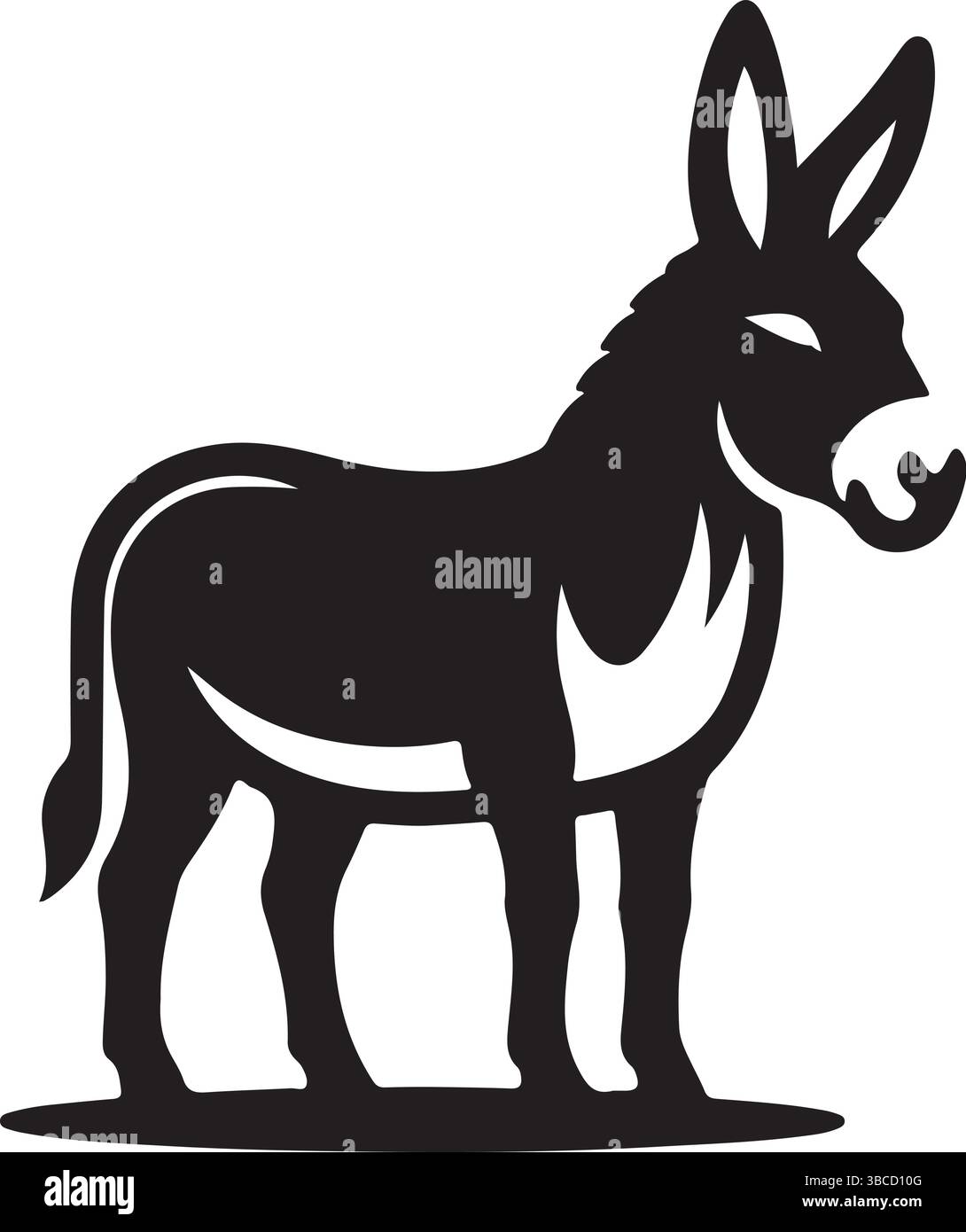 Sleek Black and White Donkey Vector Illustration Stock Vector Image ...