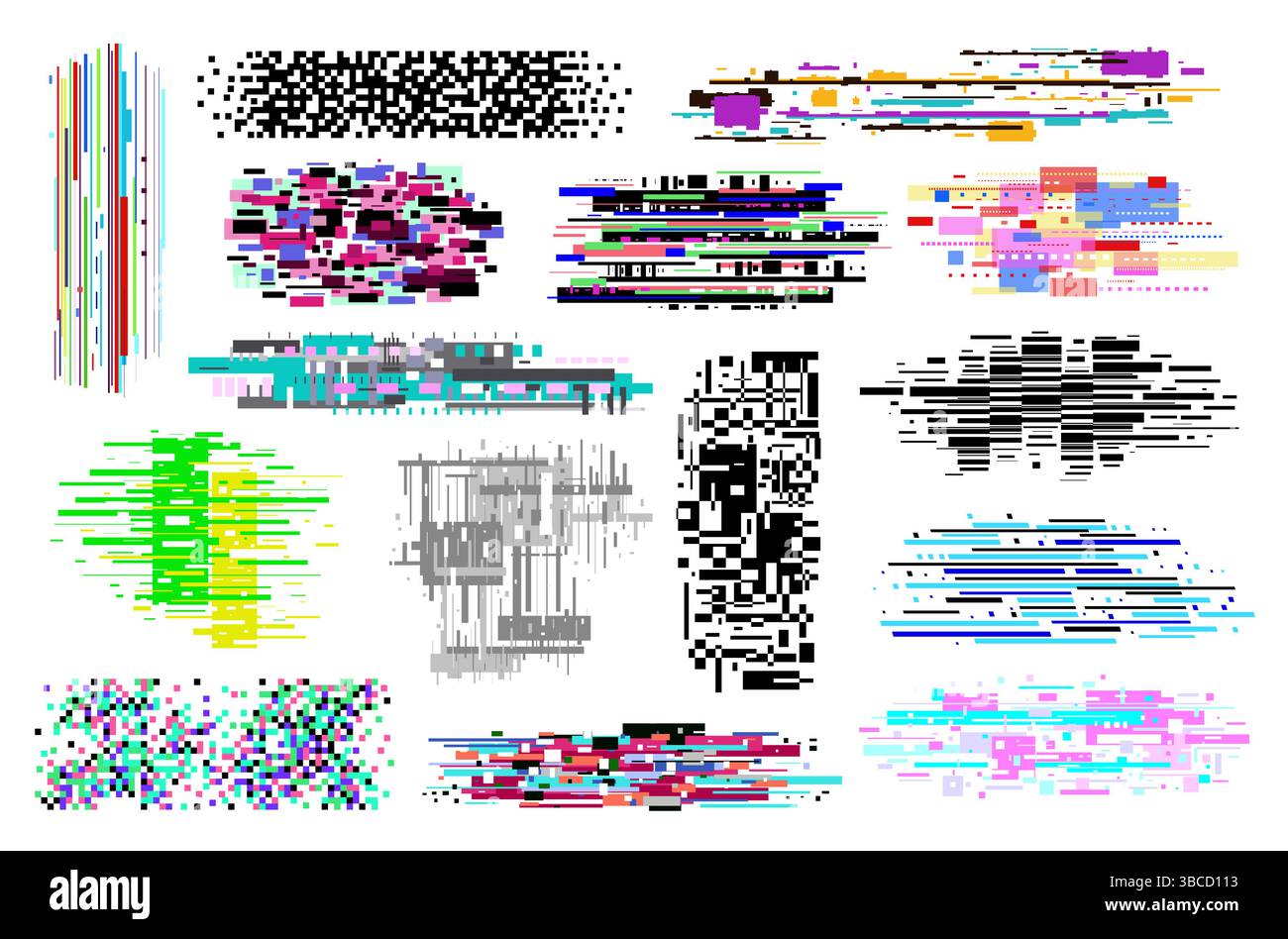 Error screen elements. Noise, glitch effects, decay signal, monitor ...