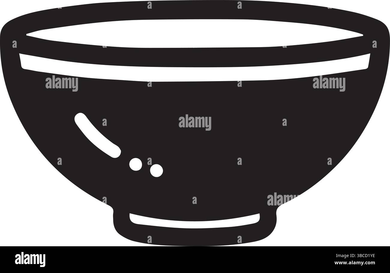 Empty Bowl Icon Vector Design - Black and White Kitchen Utensil ...