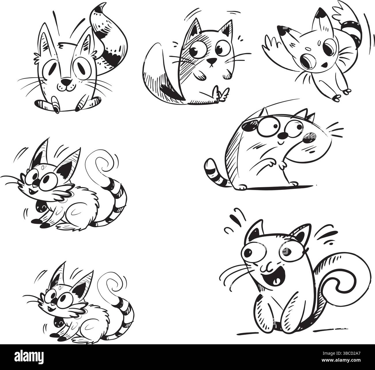 Black and white cat sketches hi-res stock photography and images - Alamy