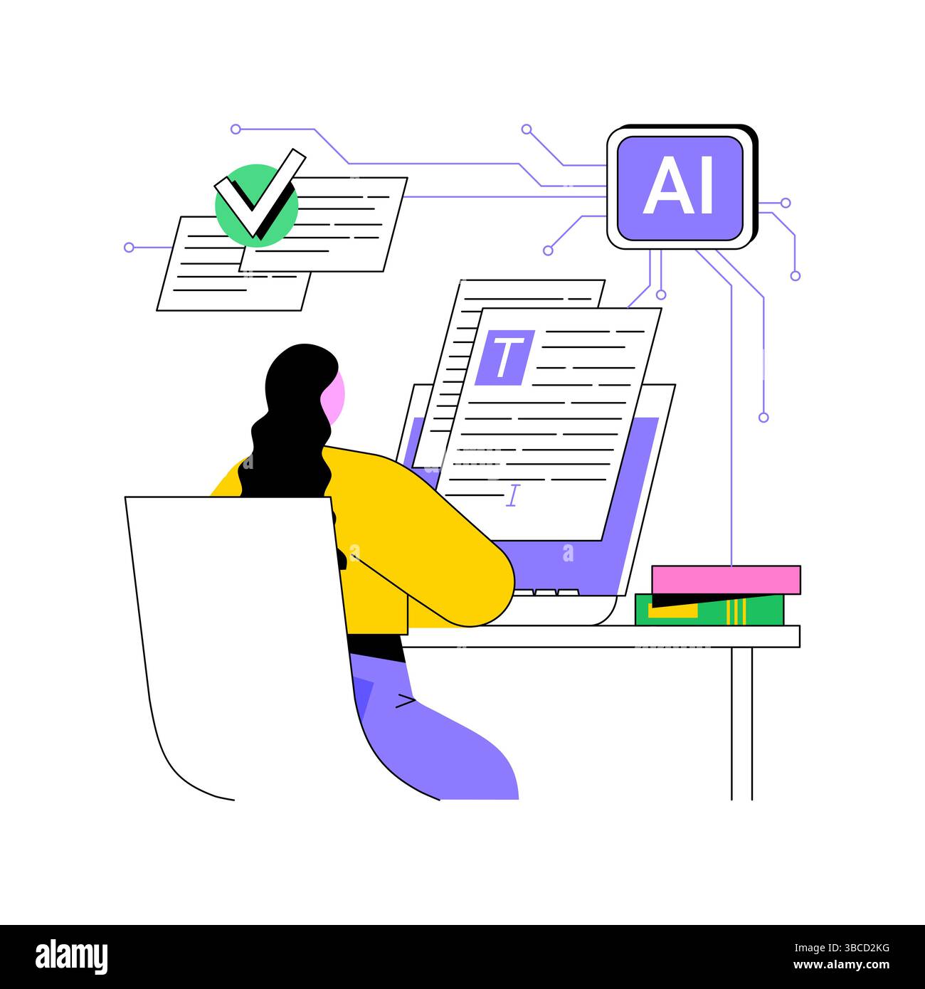 AI-Powered Writing Assistant abstract concept vector illustration Stock ...
