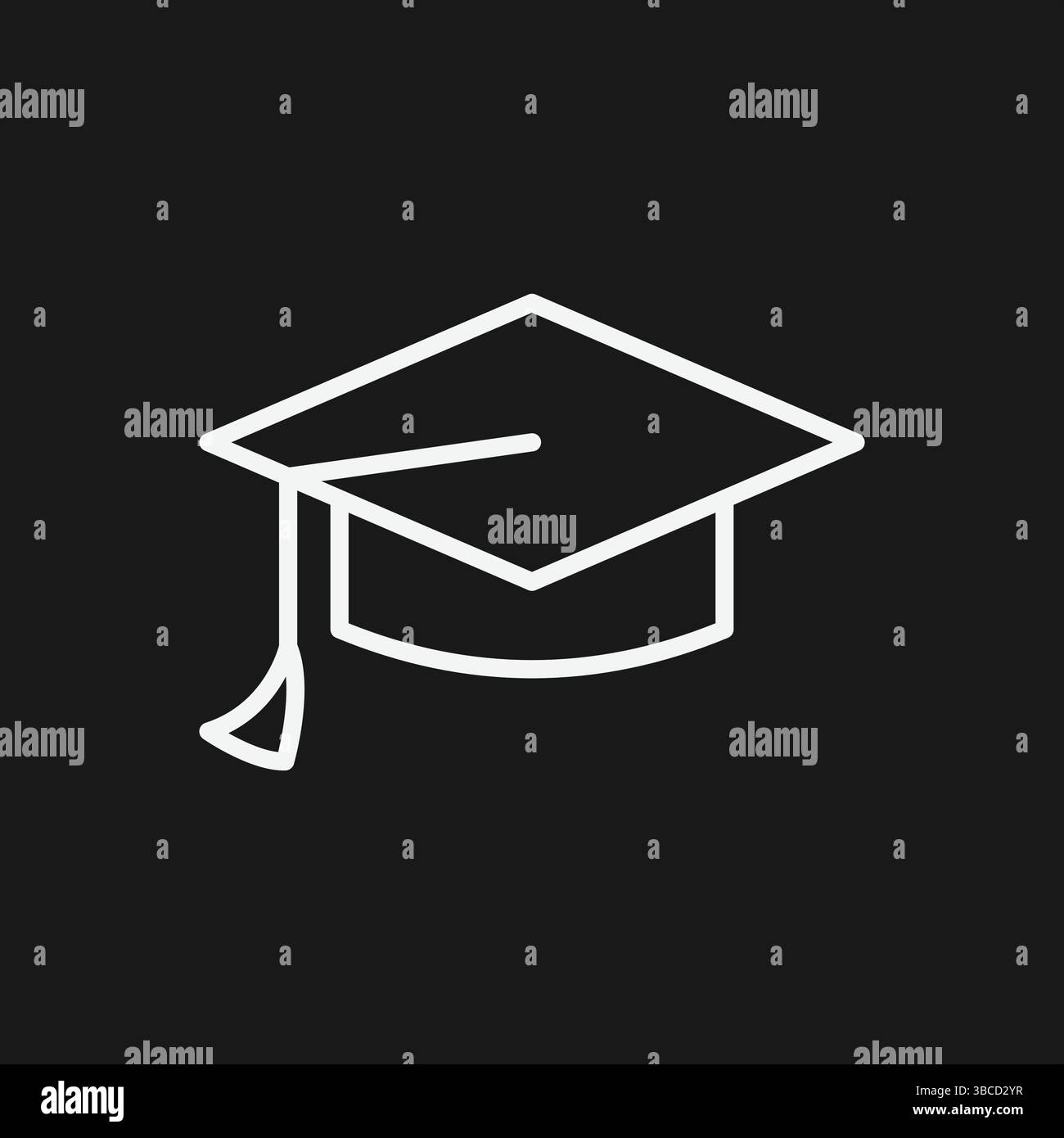 Graduation Cap Icon Vector Simple Outline Illustration of Academic ...