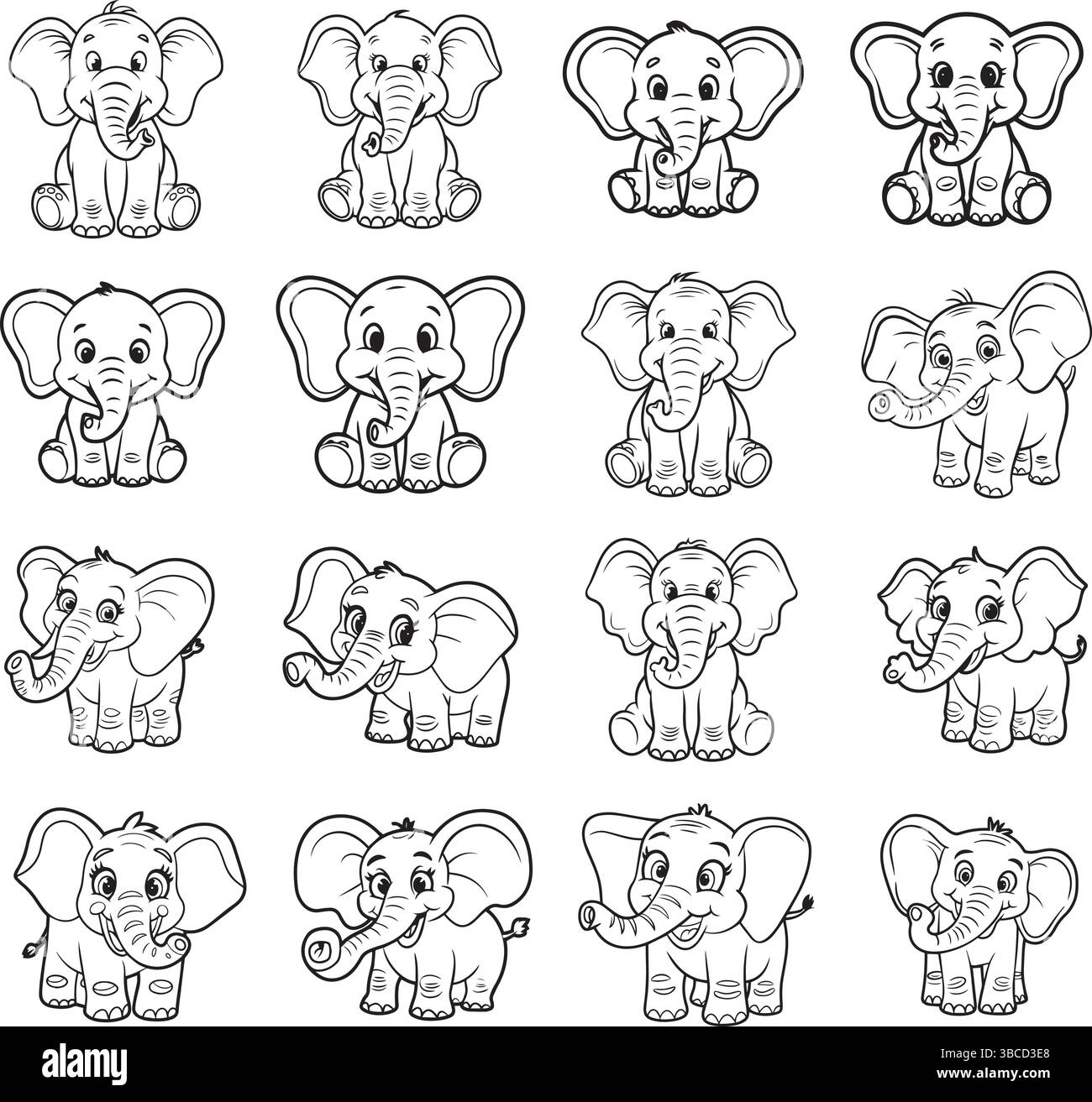Baby elephant clipart Black and White Stock Photos & Images - Alamy