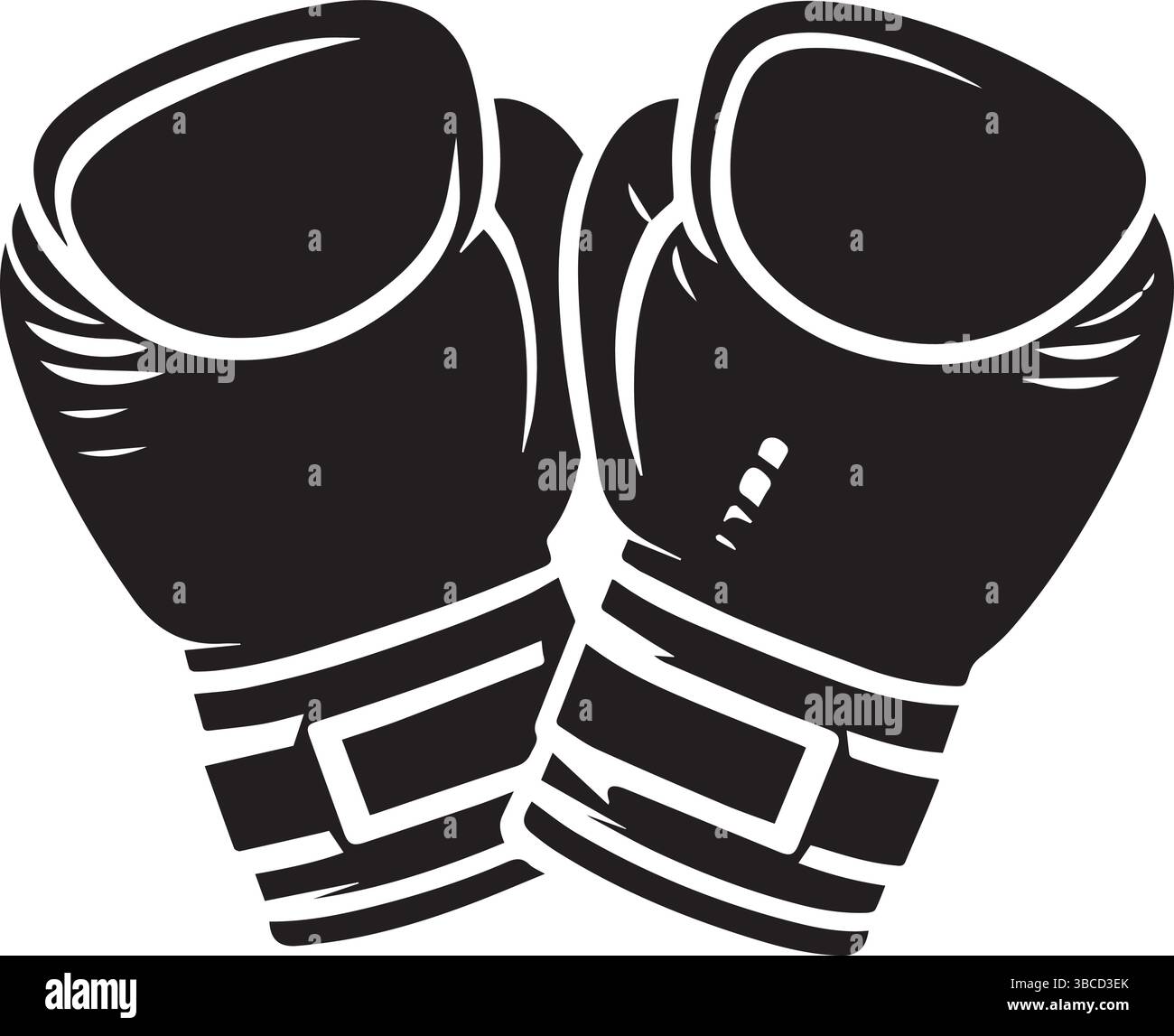 Boxing Gloves Icon Vector Black and White Sports Symbol Stock Vector ...
