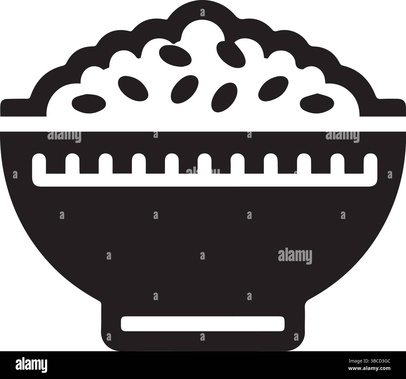 Rice Bowl Icon Vector - Asian Food Symbol Black Silhouette Design Stock ...