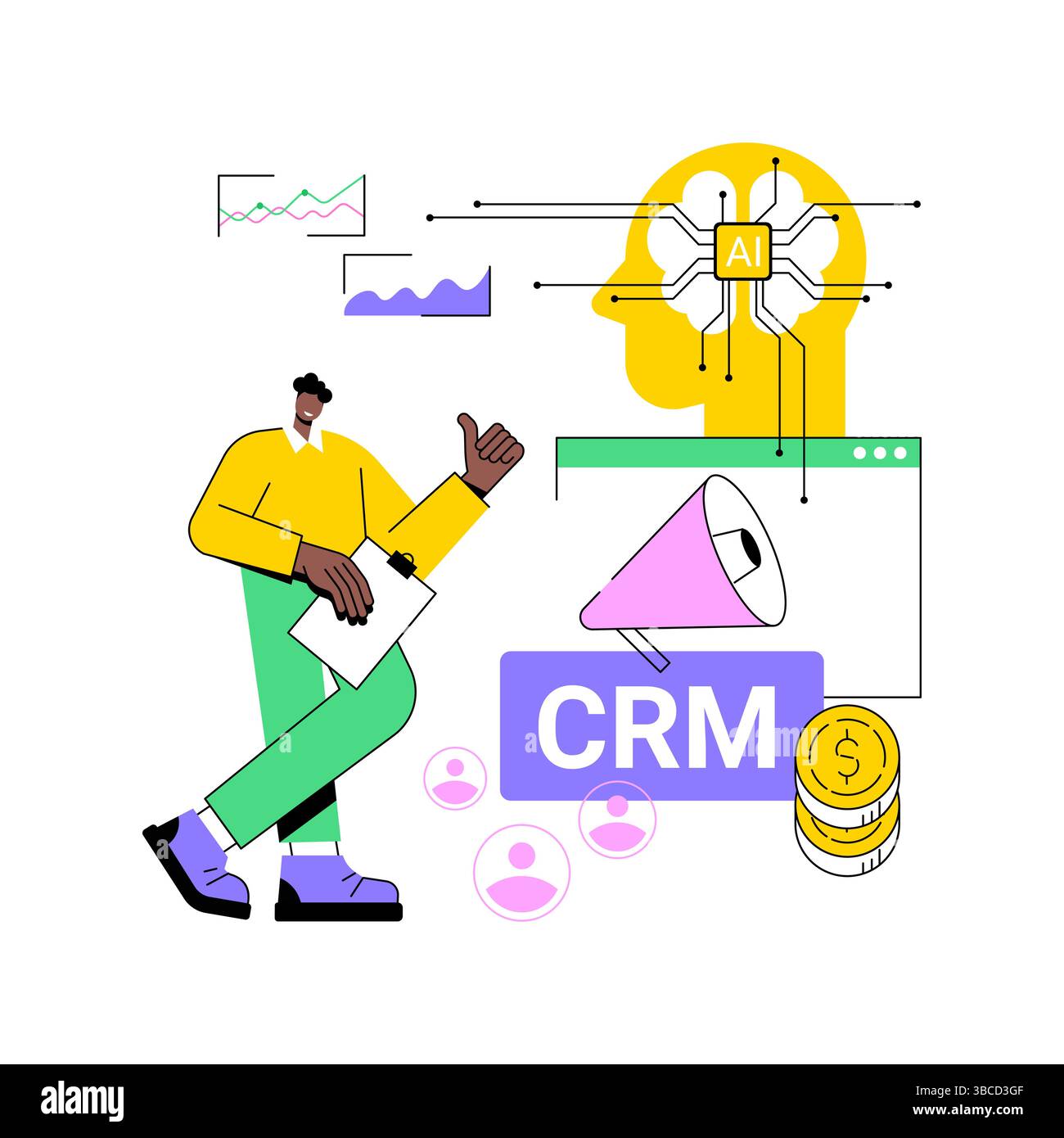 AI-Driven CRM abstract concept vector illustration Stock Vector Image ...