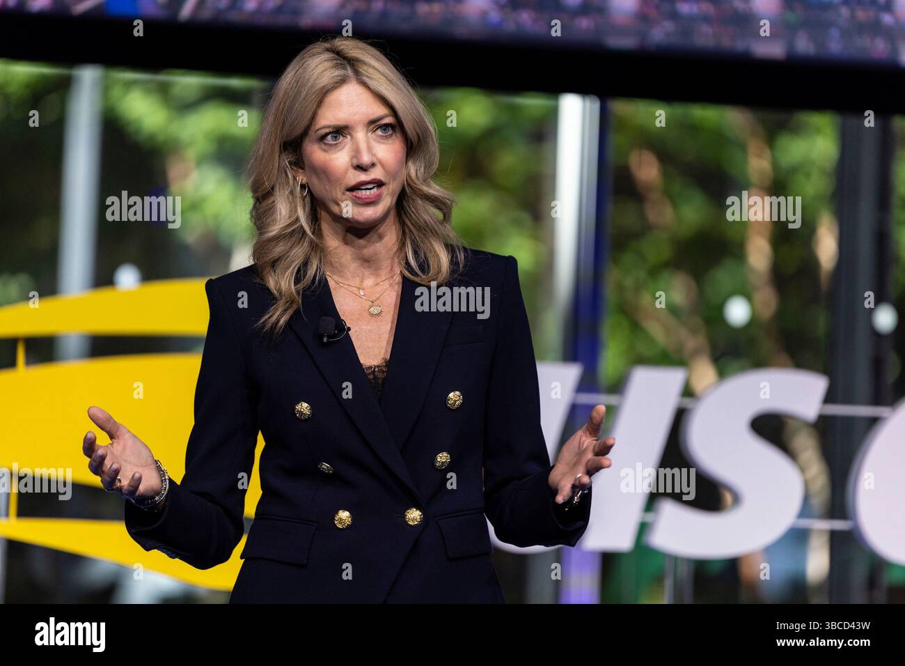 Kirsten Corio, chief commercial officer of USTA, speaks at a news ...