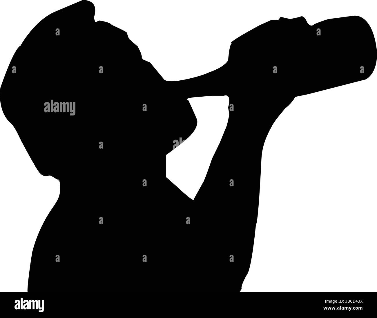 Drunk man silhouette holding bottle and drinking beer while standing ...