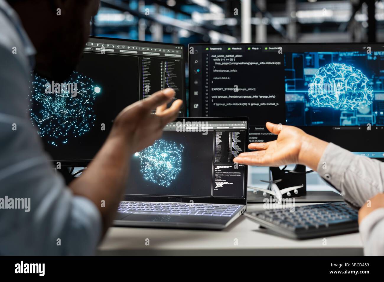 Server farm engineering team looks at data analysis graph to reduce ...