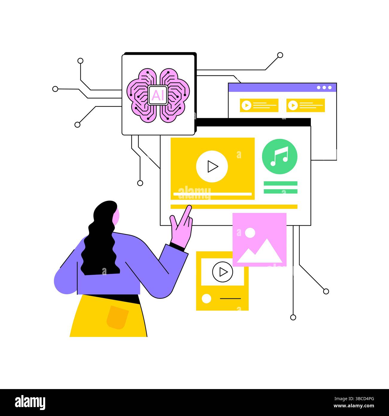 Ai Enhanced Interactive Content Abstract Concept Vector Illustration
