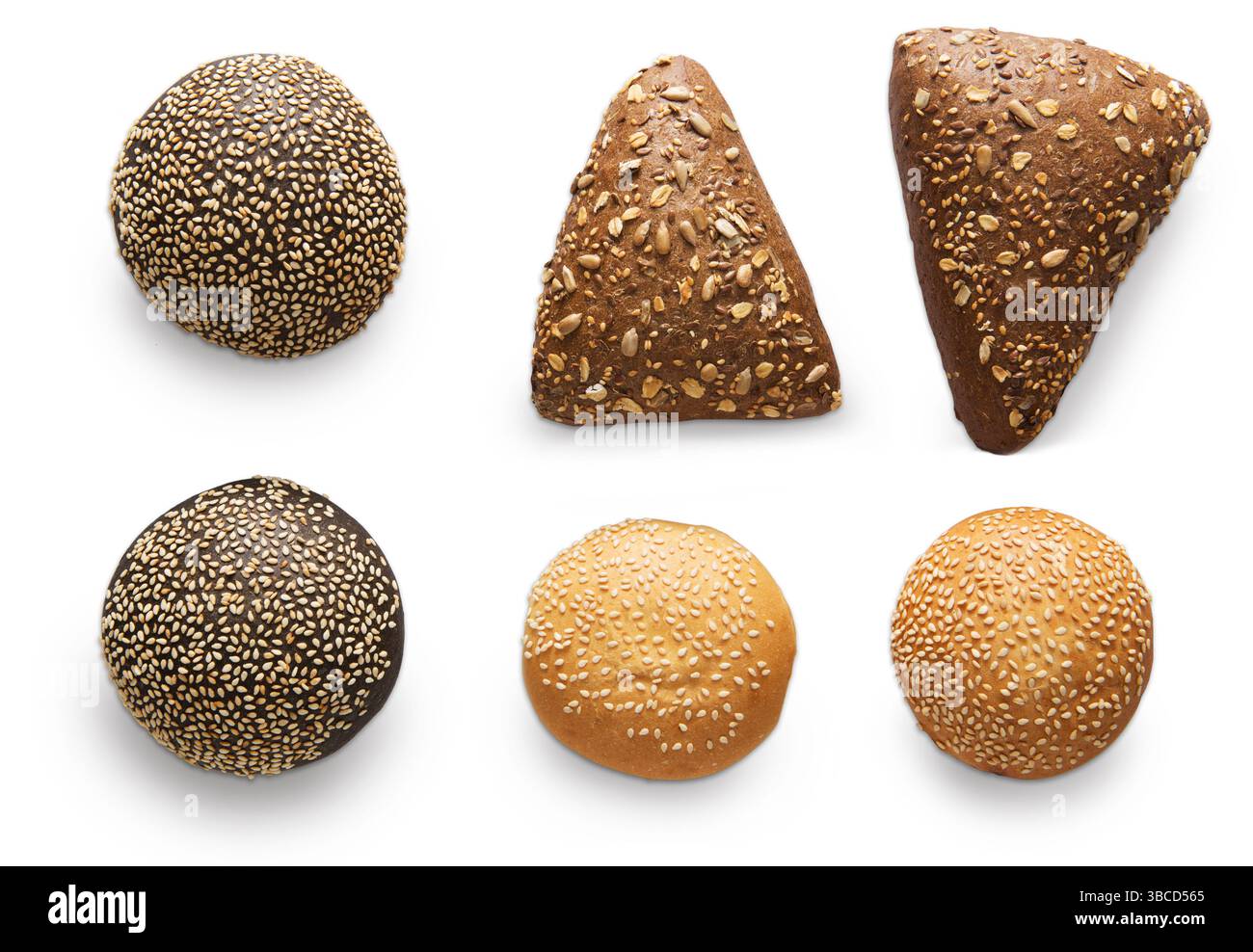 Fresh buns and rolls assortment at white background Stock Photo - Alamy