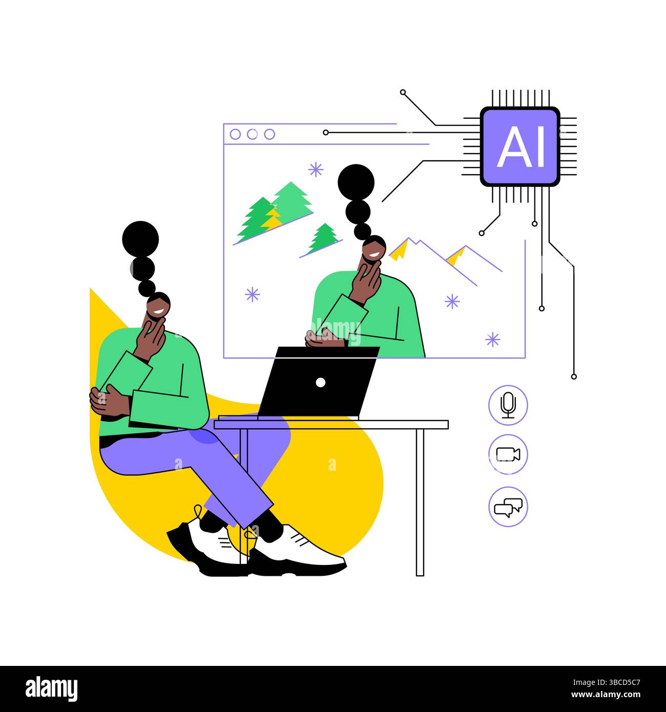 AI-Powered Virtual Backgrounds abstract concept vector illustration ...