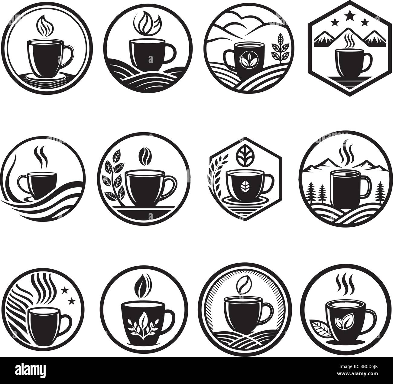 Circular coffee logos hi-res stock photography and images - Alamy