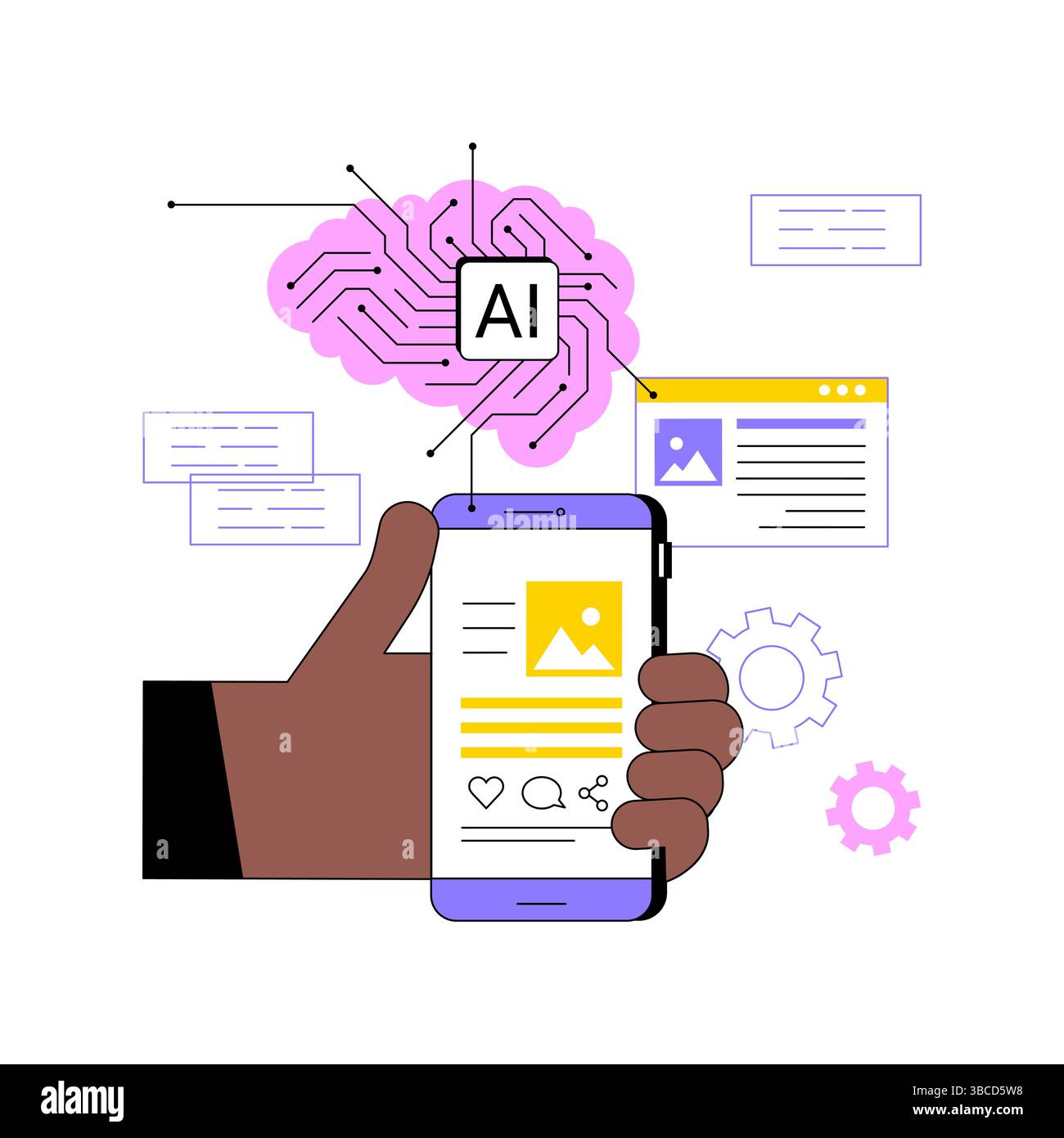 AI-Driven Caption Creation abstract concept vector illustration Stock ...