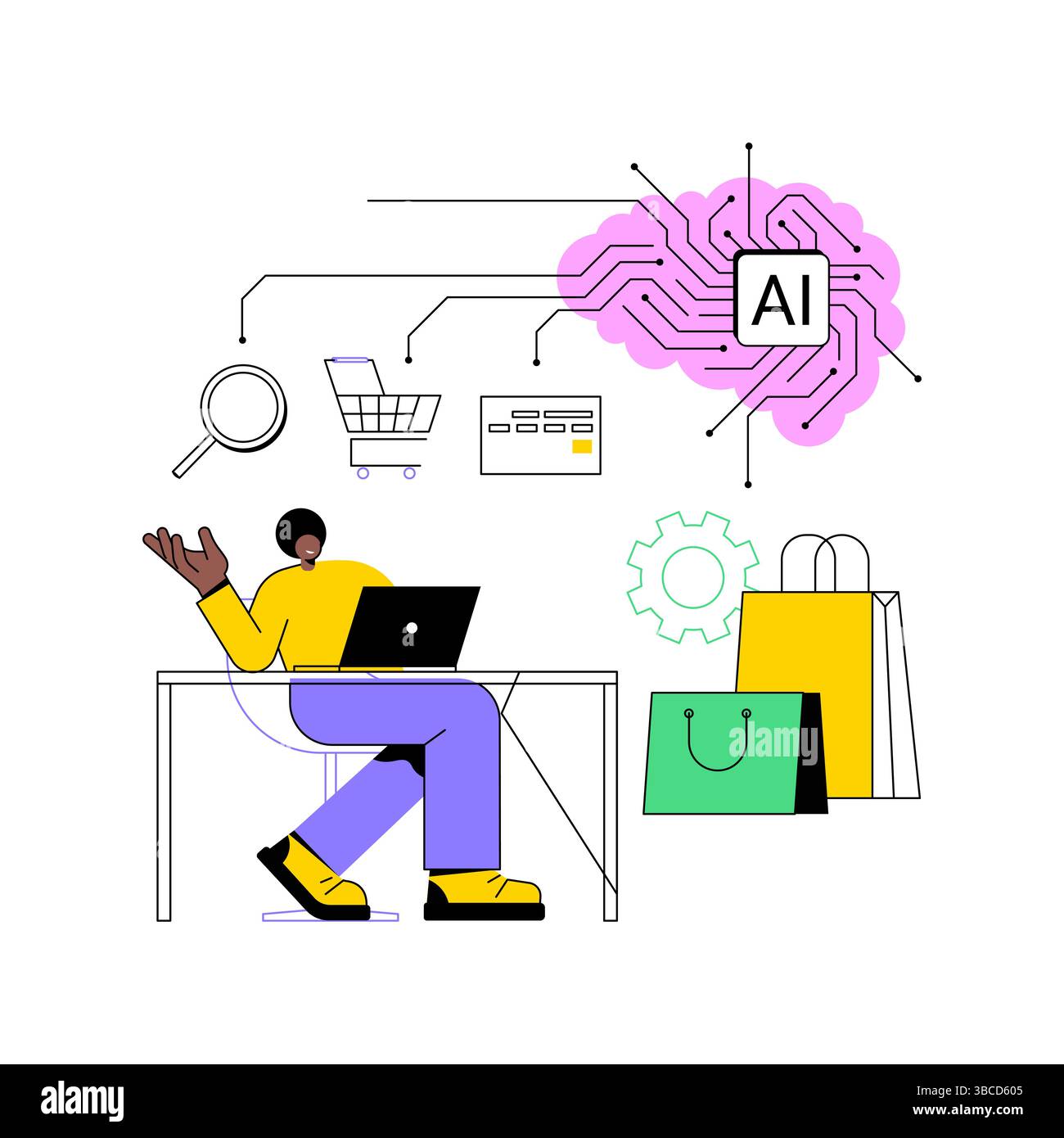 AI-Enhanced Customer Journey Tracking abstract concept vector ...