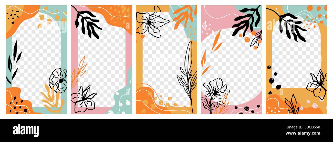 Abstract floral designs. Stories templates, social media apps ...