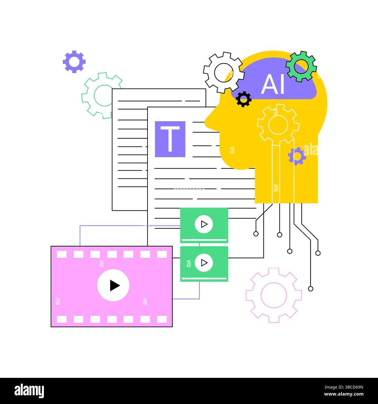 AI-Powered Scriptwriting abstract concept vector illustration Stock ...