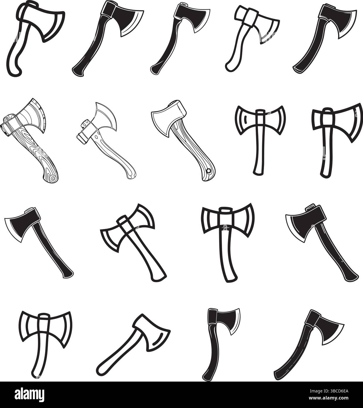 Collection of Unique Axe Illustrations in Various Designs Stock Vector ...