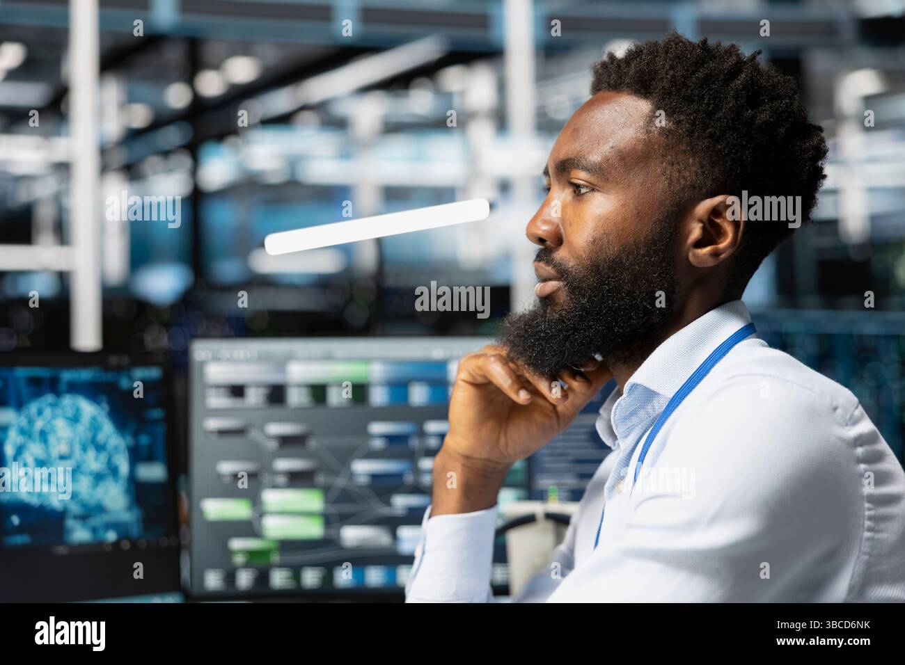 Data center workplace technician using artificial intelligence neural ...