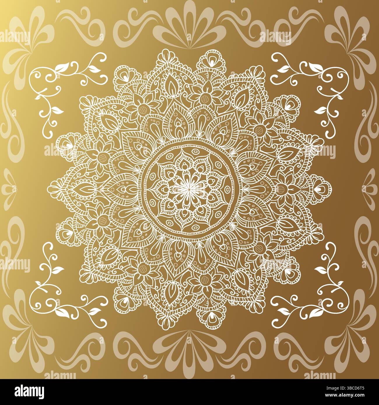 Golden Backdrop with Floral Design Elegant Ornate Pattern. This high ...