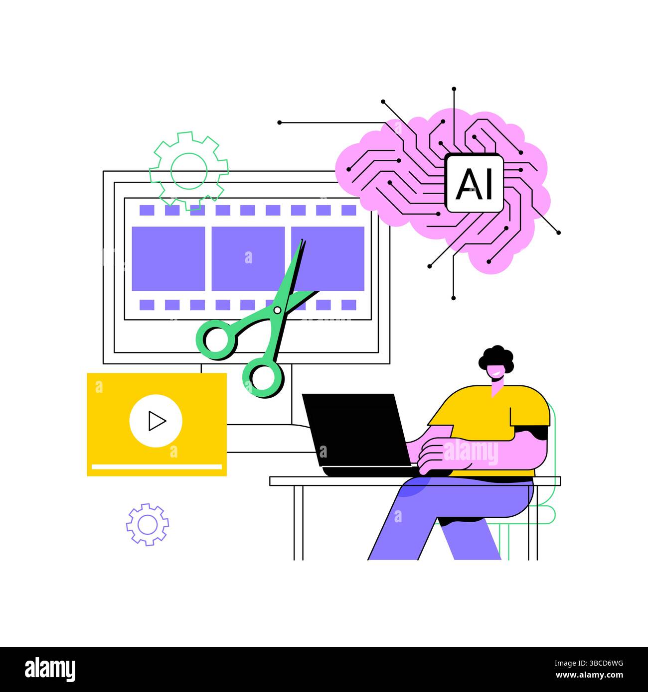 AI-Enhanced Video Editing abstract concept vector illustration Stock ...