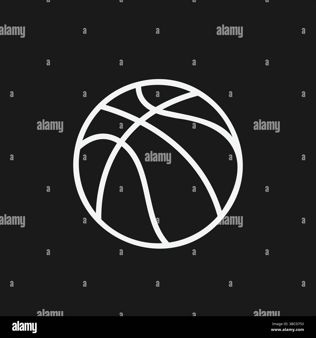 Minimalist Basketball Icon Vector Simple Outline Illustration of Sport ...