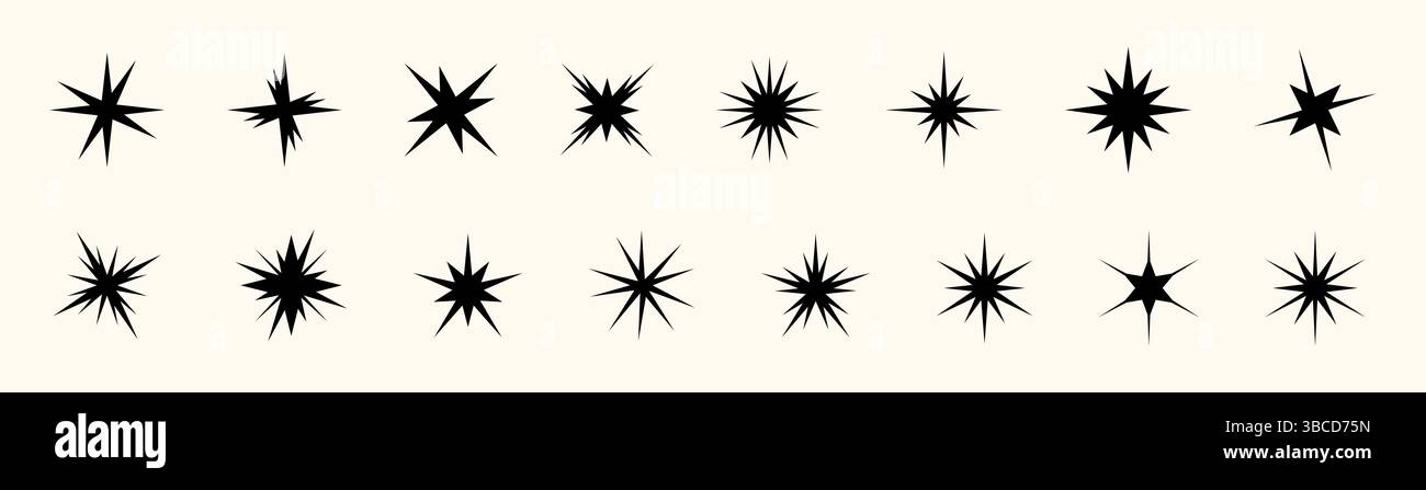 Y2K star icon set with retro spark, twinkle, and glitter effects. Shiny ...
