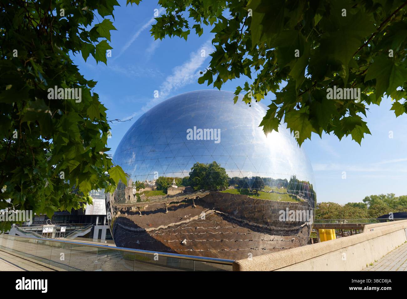Park of La Villette, France- May 19, 2025 : view of La Geode a ...