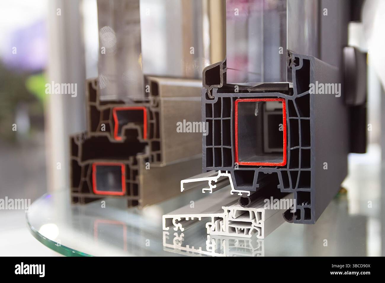 Modern PVC windows cross section in the showroom. Industry Stock Photo ...