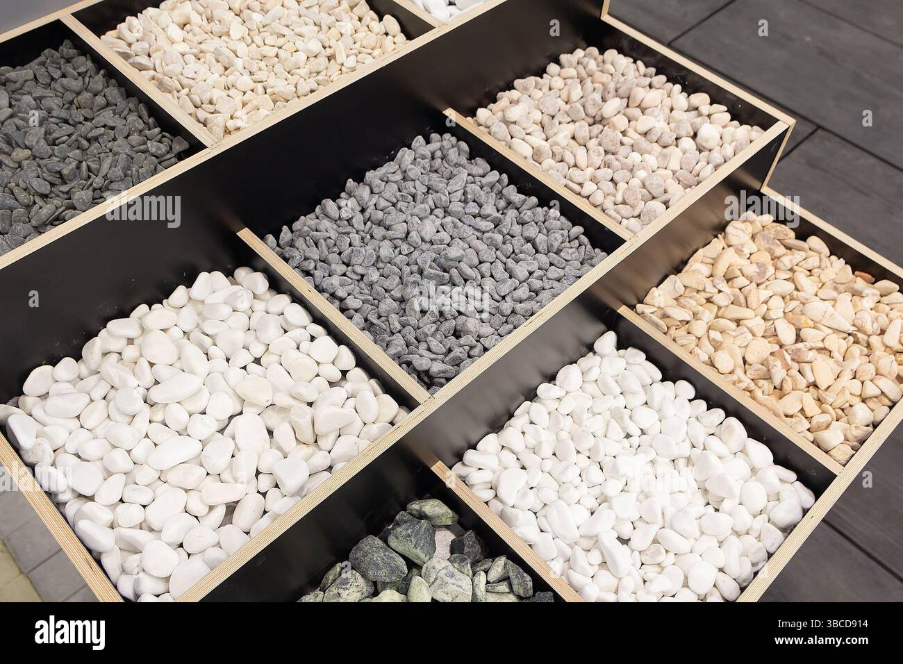 Samples of natural decorative stone in a showroom. Industry Stock Photo ...