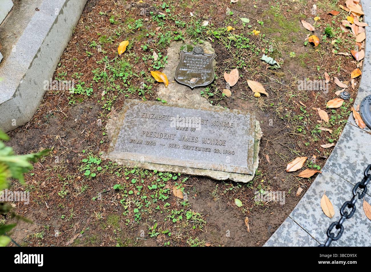Tomb marker at Elizabeth Kortright Monroe burial site, first lady of ...