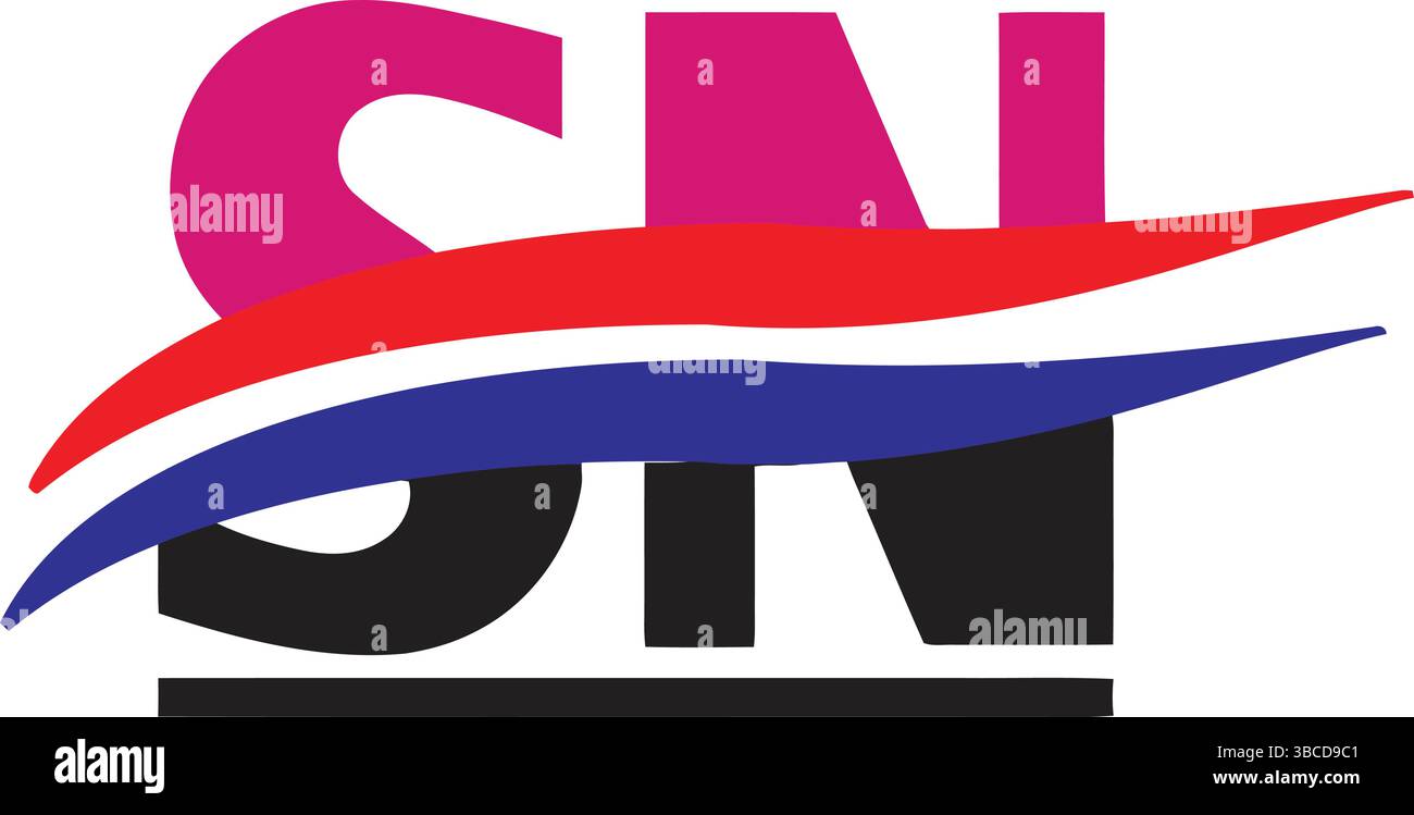 Dynamic, SN Letters, Sweeping Colourful Design Stock Vector Image & Art ...