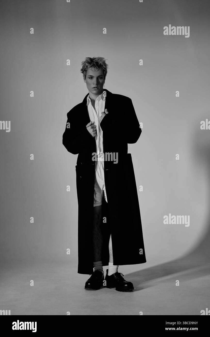 Stylish young man and full length Black and White Stock Photos & Images ...