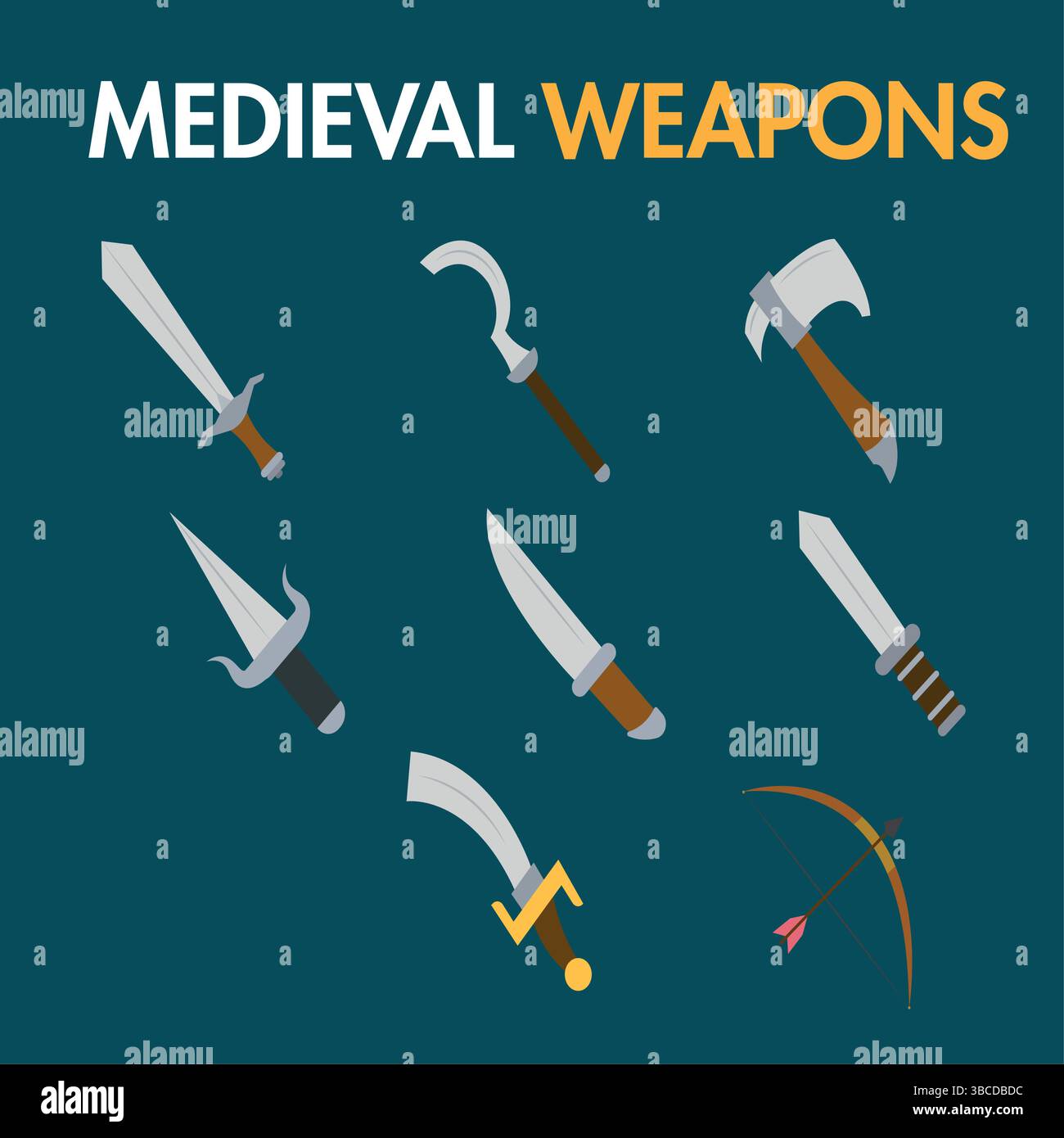 Set of medieval weapons icons Vector illustration Stock Vector Image & Art - Alamy