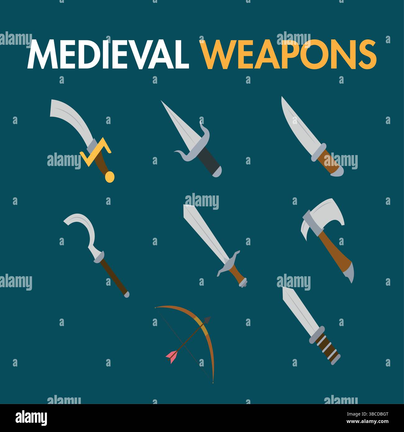 Set of medieval weapons icons Vector illustration Stock Vector Image & Art - Alamy
