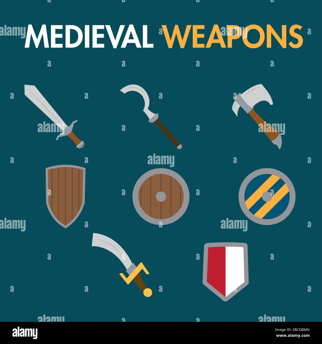 Set of medieval weapons icons Vector illustration Stock Vector Image ...