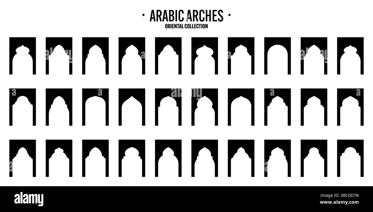 Islamic frames, oriental style objects. Arabic shapes, windows and ...