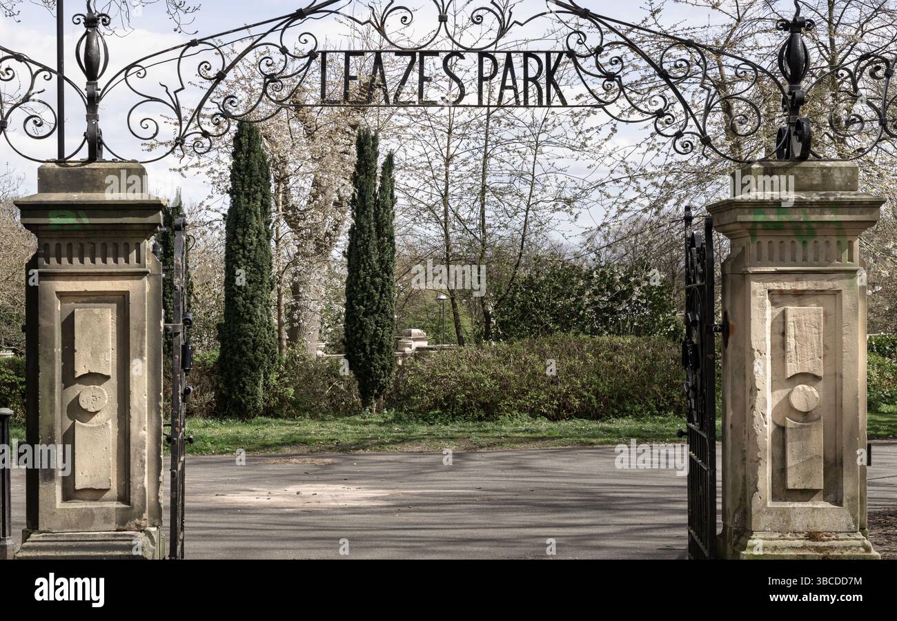 Newcastle, UK - Apr 13, 2025 - View of Cast iron lamp over the Wrought ...