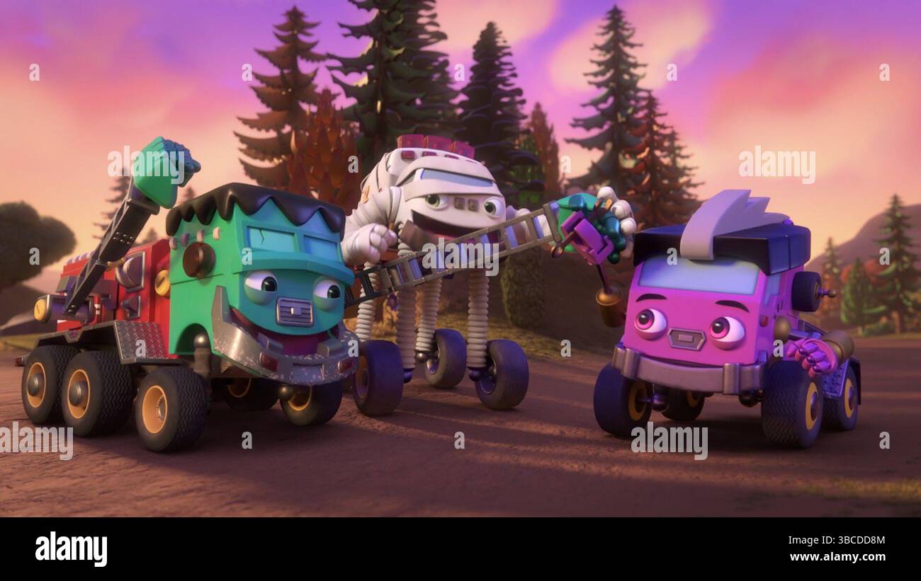 MIGHTY MONSTERWHEELIES, from left: Bolts Frankentsein (voice: Tru ...