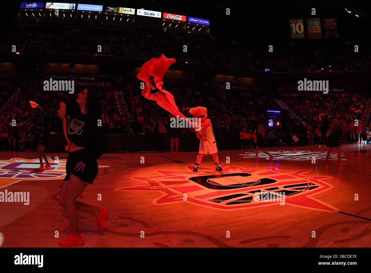 UNCASVILLE, CT - MAY 18: Blaze, the Connecticut Sun mascot, waves a ...