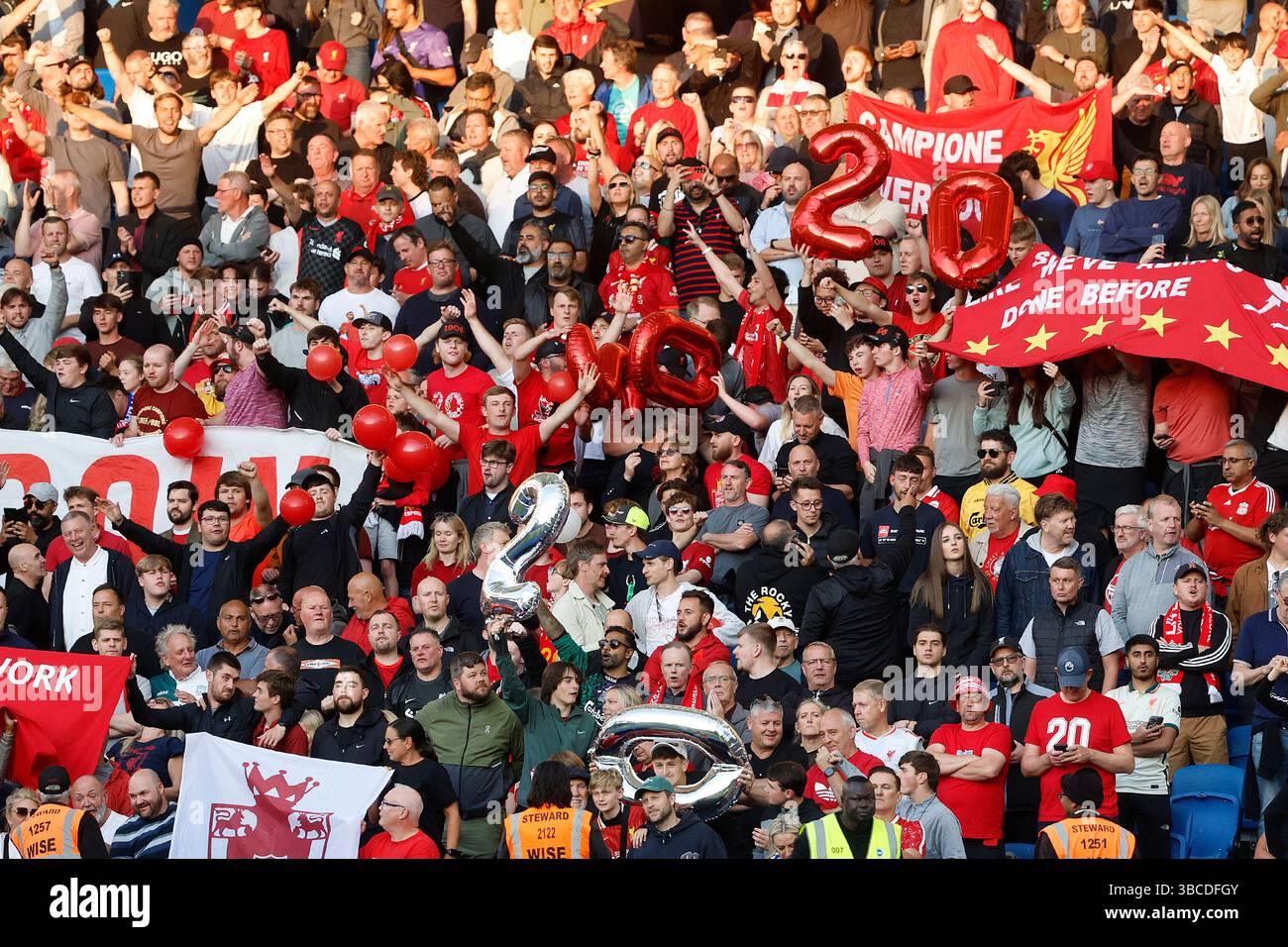 Liverpool fans at the AMEX Stadium in Brighton Stock Photo - Alamy